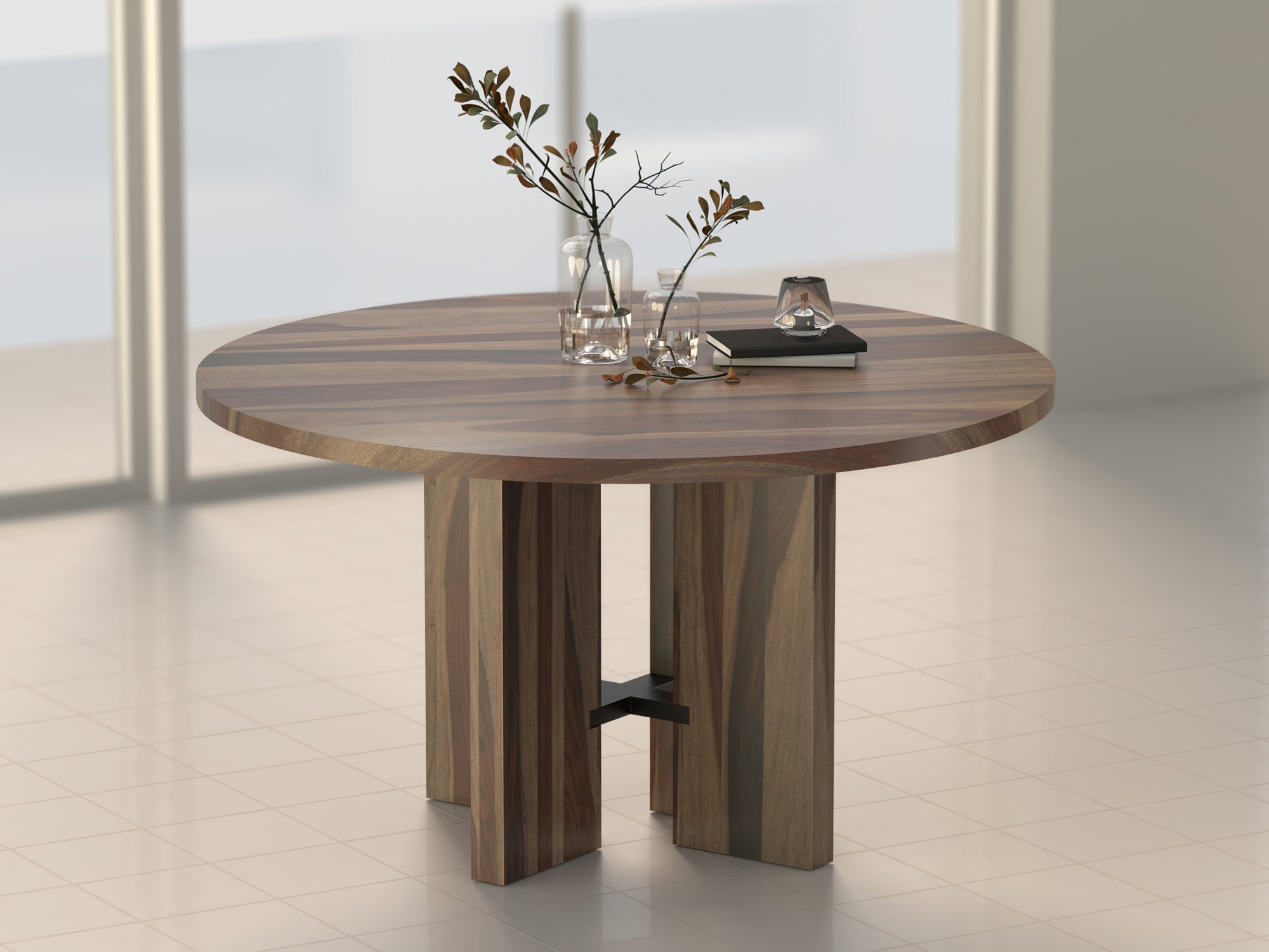 6 Seater dining table, solid sheesham wood and steel – INMARWAR